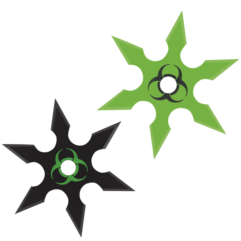 UnitedCutlery.Com: Black Legion Biohazard 2-Piece Throwing Star Set - BV191